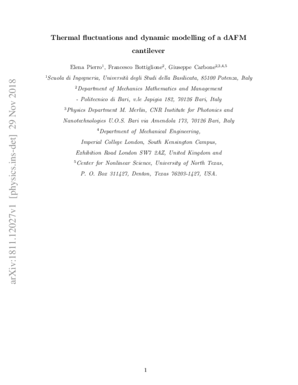 (PDF) Thermal Fluctuations and Dynamic Modeling of a dAFM Cantilever