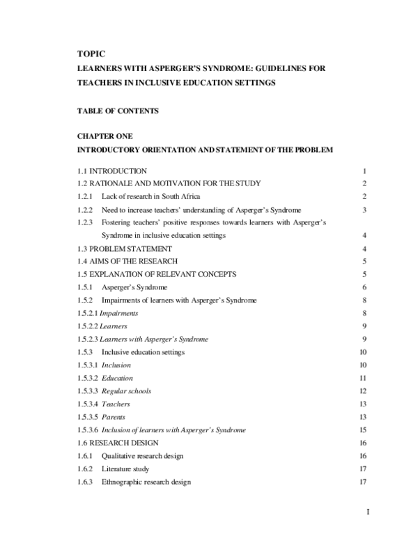 (PDF) Learners with Asperger's syndrome: guidelines for teachers in ...