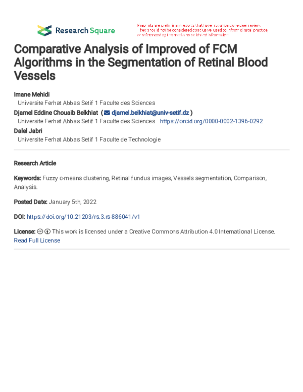 (PDF) Comparative analysis of improved FCM algorithms for the ...