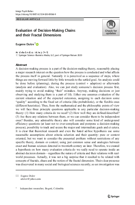 (PDF) Evaluation of Decision-Making Chains and their Fractal Dimensions