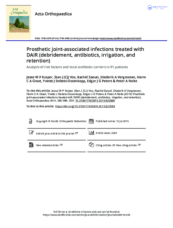 (PDF) Prosthetic joint-associated infections treated with DAIR ...
