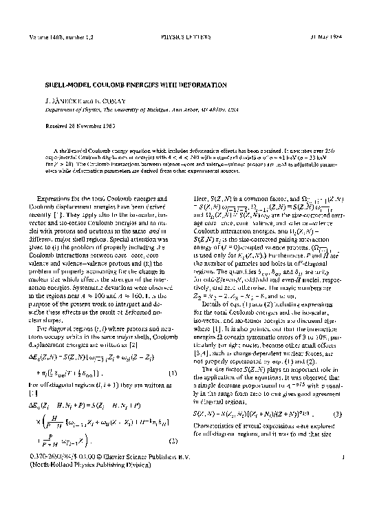 (PDF) Shell-model Coulomb energies with deformation