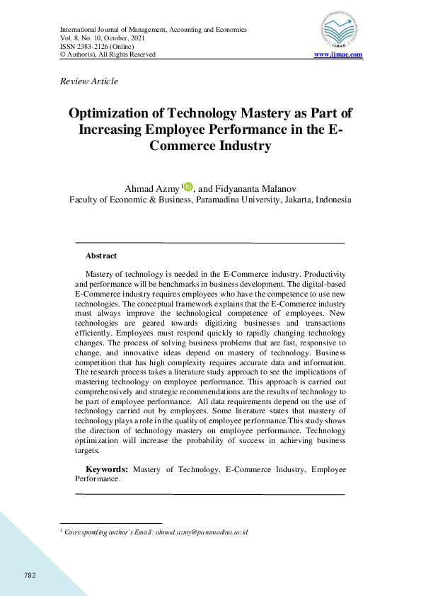 (PDF) Optimization of Technology Mastery as Part of Increasing Employee ...