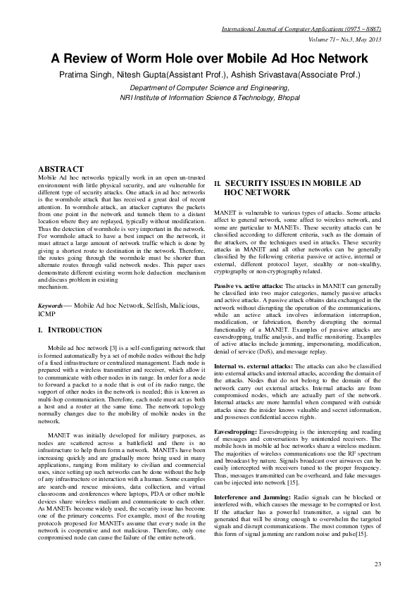 (PDF) Wormhole Attacks in Mobile Ad Hoc Networks