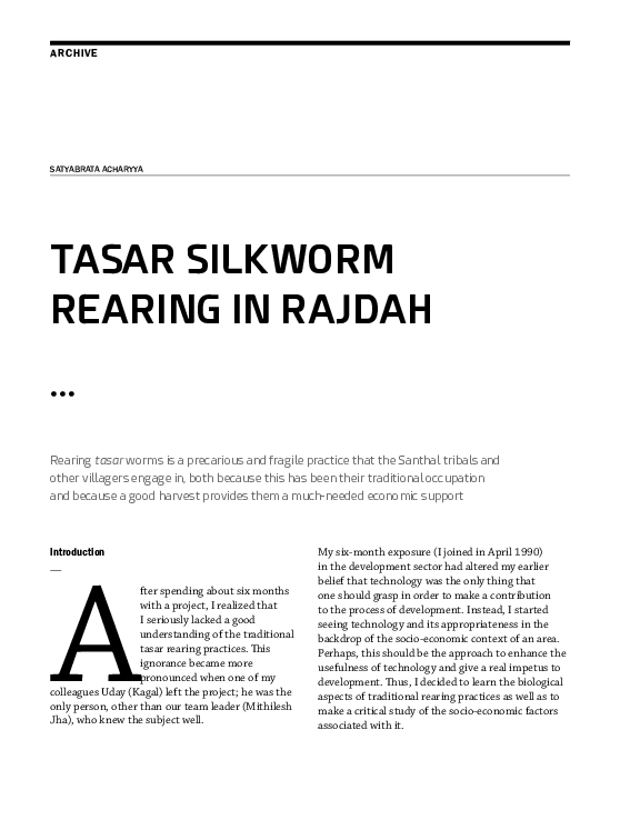 (PDF) TASAR SiLkWORM REARinG in RAJDAh