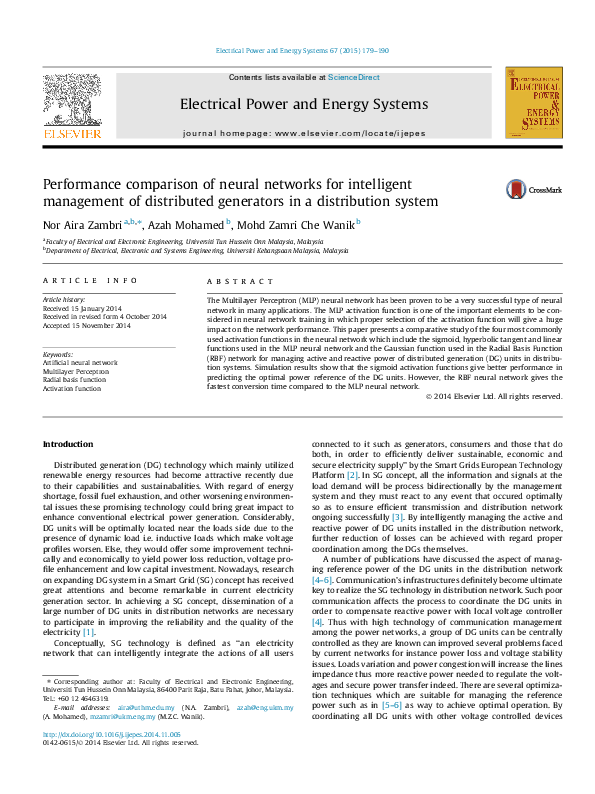 (PDF) Performance comparison of neural networks for intelligent management of distributed ...