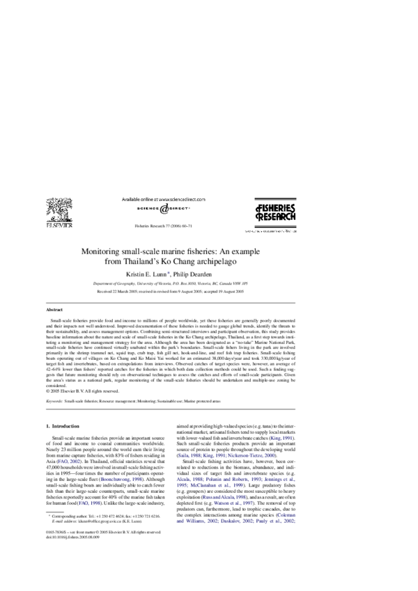 (PDF) Monitoring small-scale marine fisheries: An example from Thailand ...