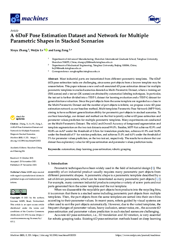 Pdf A 6dof Pose Estimation Dataset And Network For Multiple