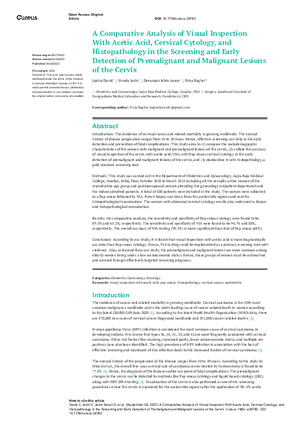 (PDF) A Comparative Analysis of Visual Inspection With Acetic Acid ...