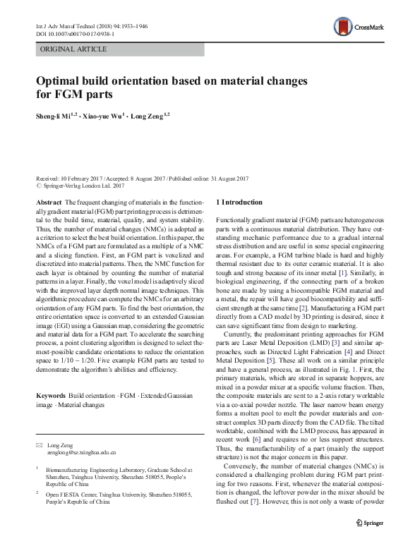 (PDF) Optimal build orientation based on material changes for FGM parts
