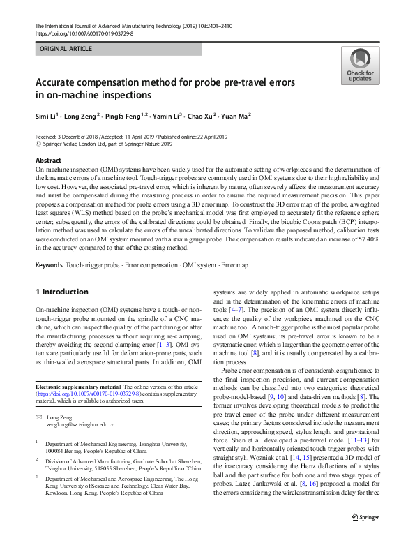(PDF) Accurate compensation method for probe pre-travel errors in on ...