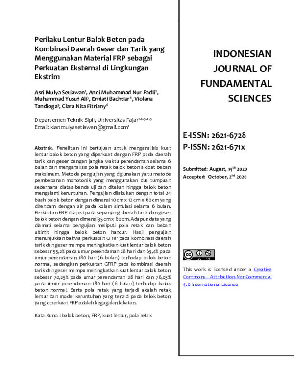 (PDF) Perilaku Lentur Balok Beton pada Kombinasi Daerah Geser dan Tarik ...