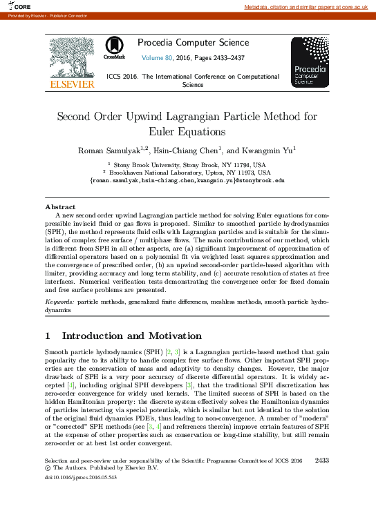 (PDF) Second Order Upwind Lagrangian Particle Method for Euler ... (PDF) Second Order Upwind Lagrangian Particle Method for Euler ...