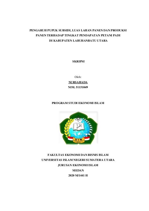 (PDF) Pengaruh Pupuk Subsidi, Luas Lahan Panen Dan Produksi Panen ... (PDF) Pengaruh Pupuk Subsidi, Luas Lahan Panen Dan Produksi Panen ...