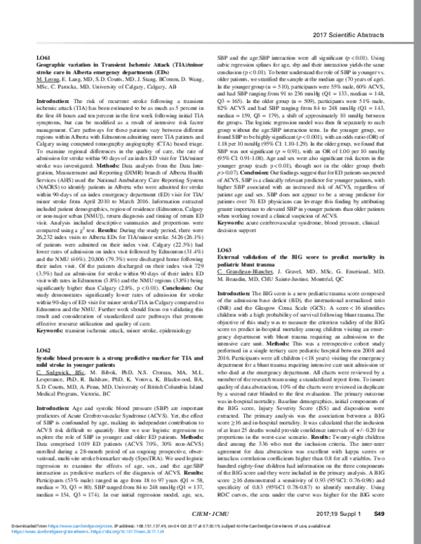 (PDF) LO62: Systolic blood pressure is a strong predictive marker for ...