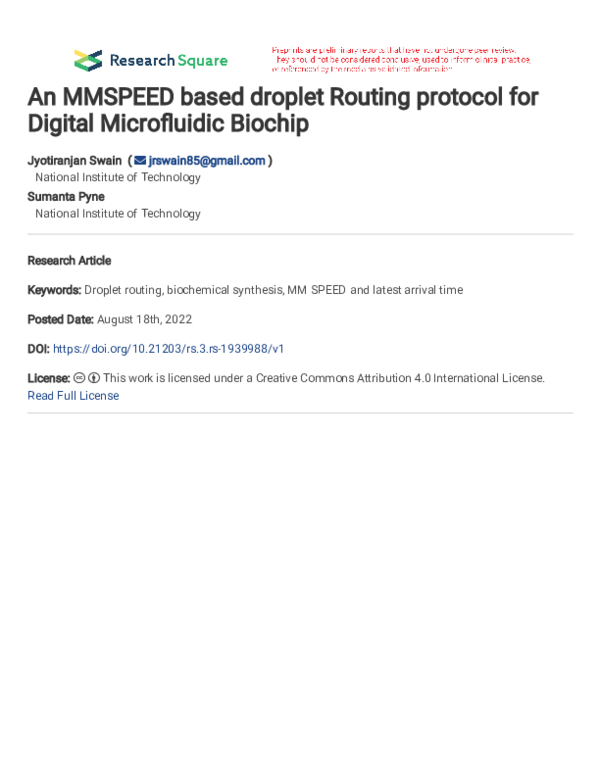 (PDF) An MMSPEED based droplet Routing protocol for Digital ...