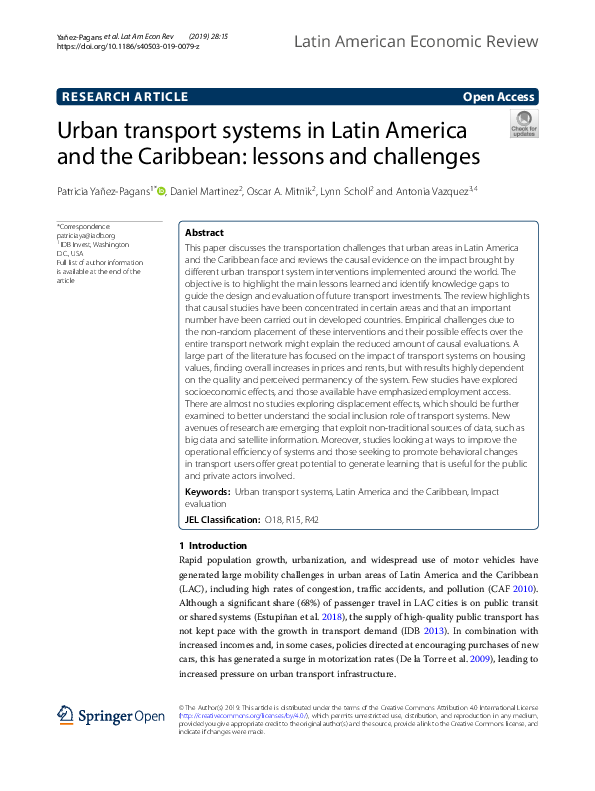 (PDF) Urban transport systems in Latin America and the Caribbean ...