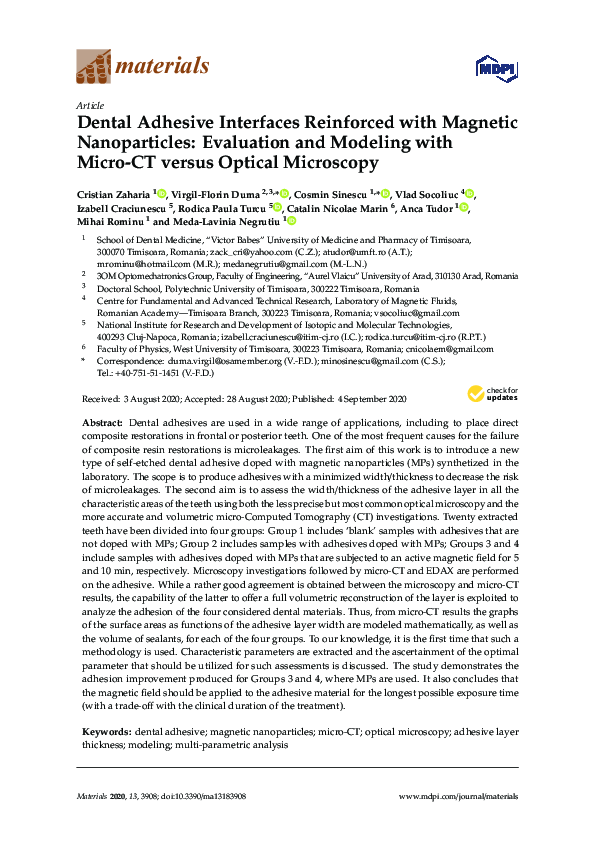 (PDF) Dental Adhesive Interfaces Reinforced with Magnetic Nanoparticles ...
