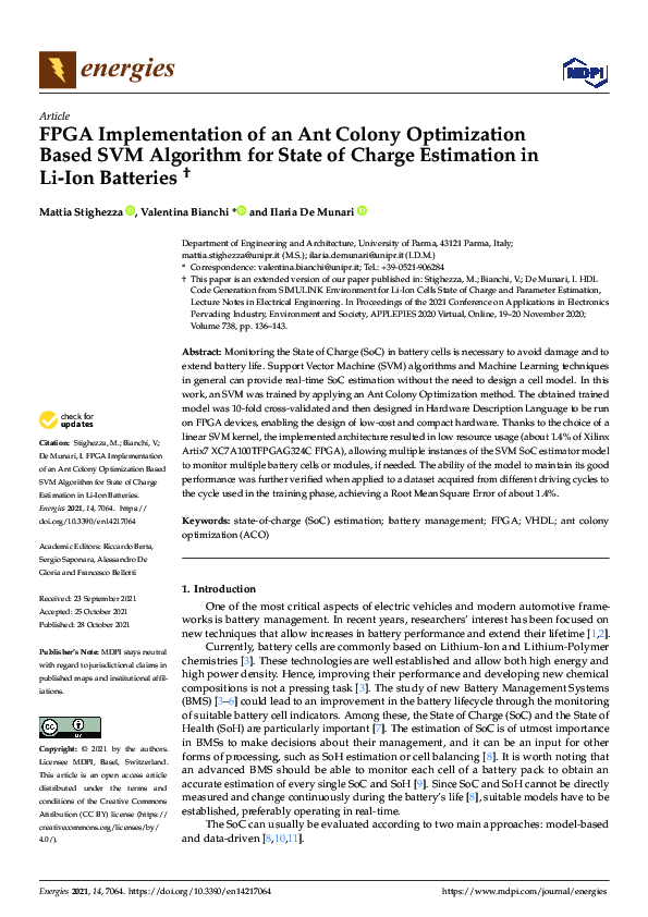 Pdf Fpga Implementation Of An Ant Colony Optimization Based Svm Algorithm For State Of Charge