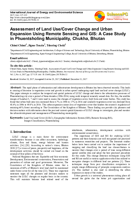 (PDF) An application of Remote Sensing and GIS to Analyze Urban Expansion and Land use Land ...