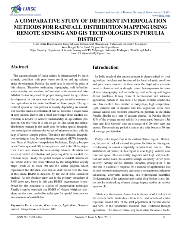 (PDF) Comparative Interpolation Methods for Rainfall