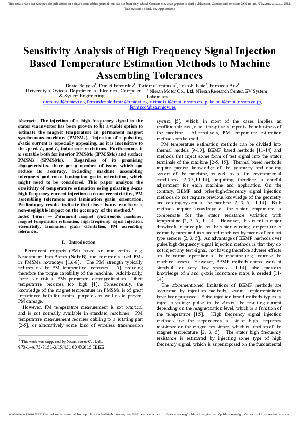 (PDF) Sensitivity analysis of high frequency signal injection based ...