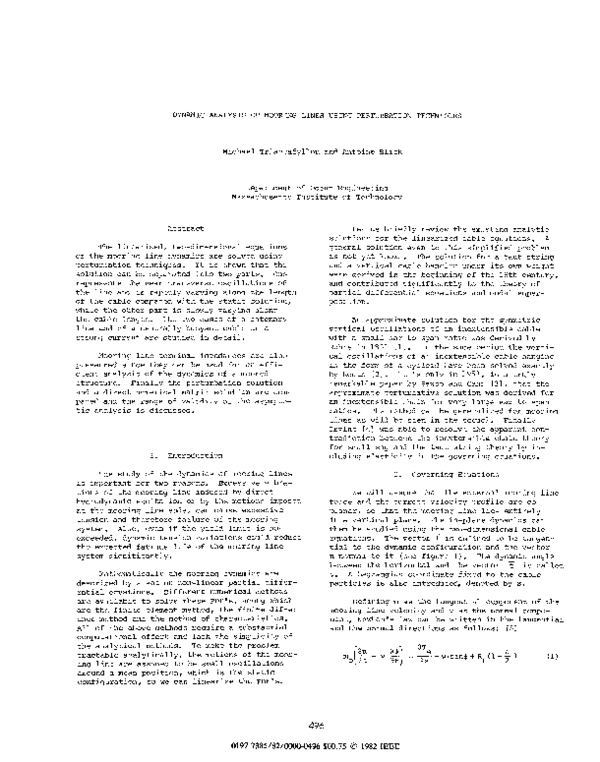 (PDF) Dynamic analysis of mooring lines using perturbation techniques | Michael Triantafyllou ...