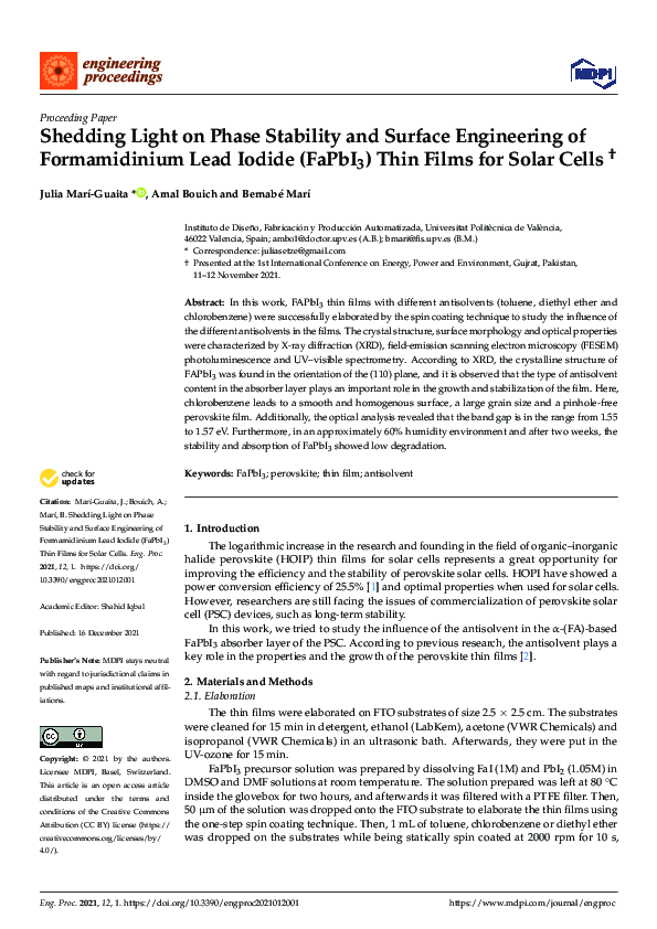 (PDF) Shedding Light on Phase Stability and Surface Engineering of Formamidinium Lead Iodide ...