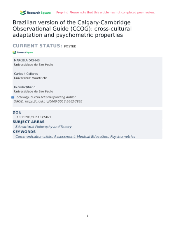 (PDF) Brazilian version of the Calgary-Cambridge Observational Guide ...