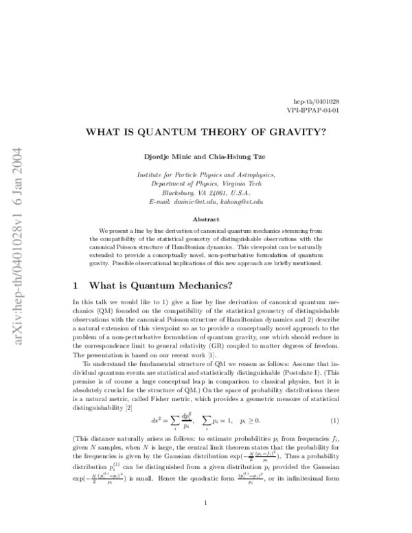 (PDF) What is Quantum Theory of Gravity?