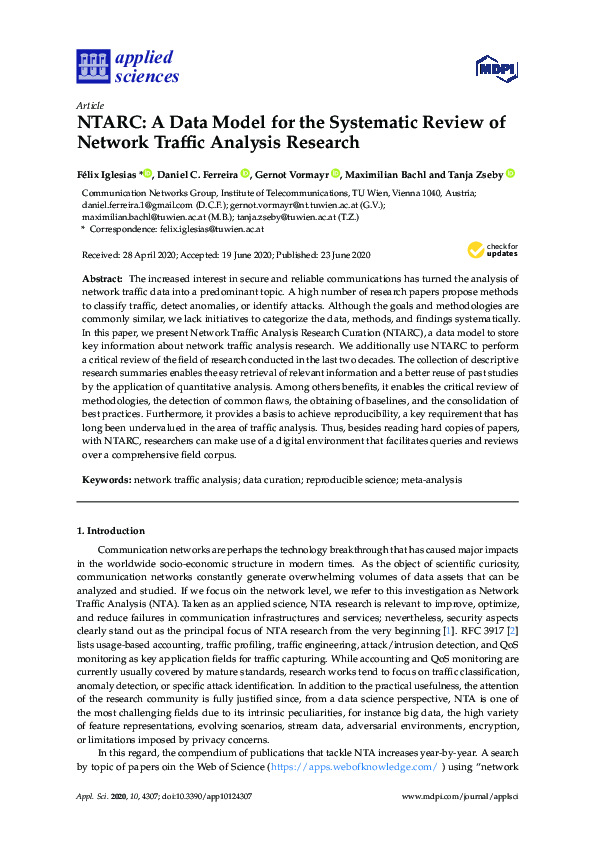 (PDF) NTARC: A Data Model for the Systematic Review of Network Traffic Analysis Research