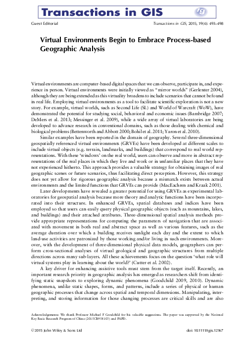 (PDF) Virtual Environments Begin to Embrace Process‐based Geographic ...