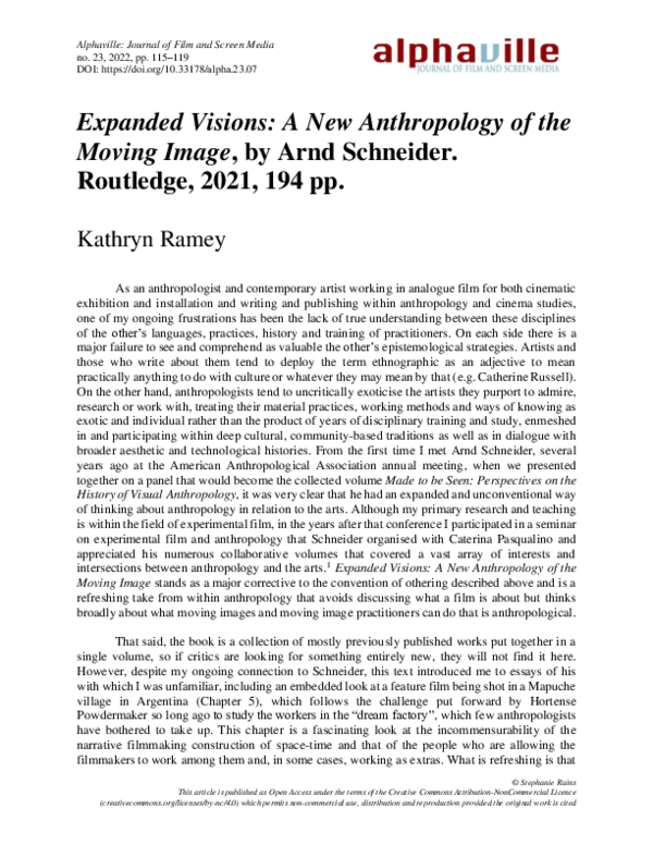 (PDF) Expanded Visions: A New Anthropology of the Moving Image, by Arnd ...