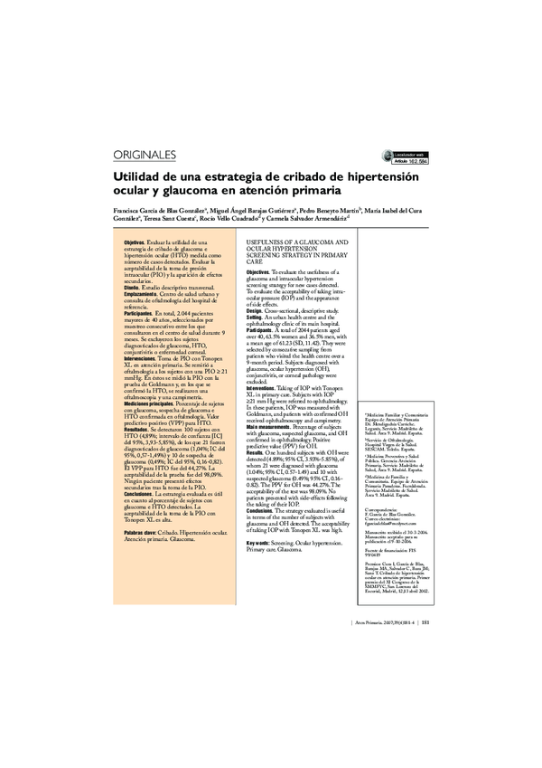 (PDF) Utilidad de una estrategia de cribado de hipertensión ocular y ...