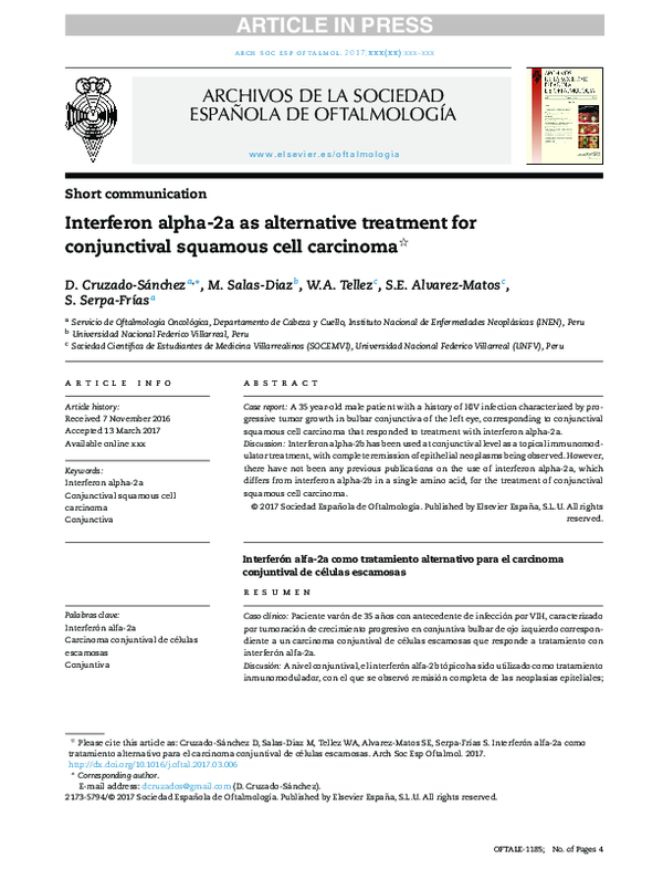 (PDF) Interferon alpha-2a as alternative treatment for conjunctival ...