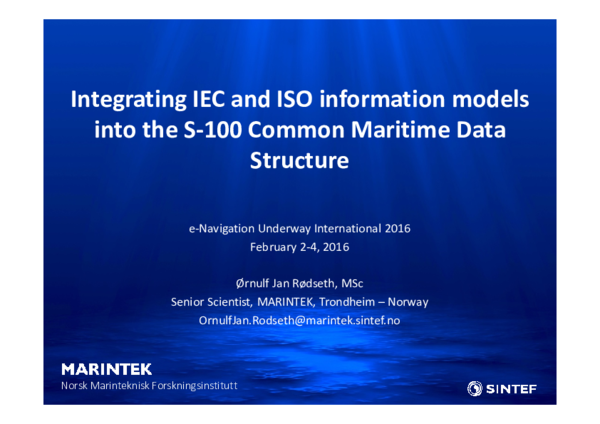 (PDF) Integrating IEC and ISO information models into the S-100 Common ...