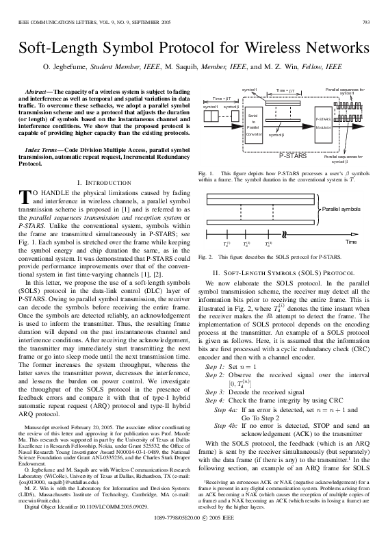 (PDF) Soft-length symbol protocol for wireless networks
