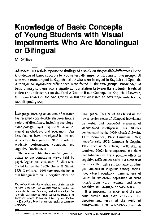(PDF) Knowledge of Basic Concepts of Young Students with Visual Impairments who are Monolingual ...
