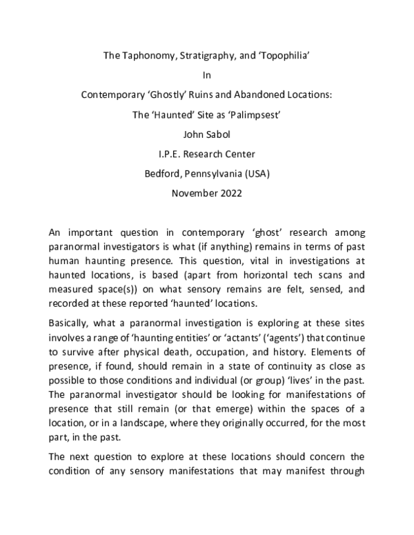 (PDF) The Taphonomy, Stratigraphy, and 'Topophilia' in Contemporary ...