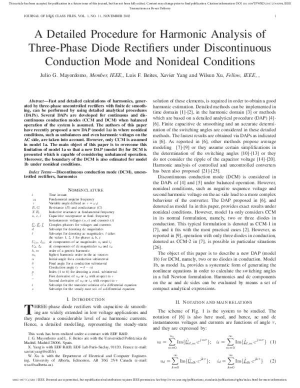 (PDF) A Detailed Procedure for Harmonic Analysis of Three-Phase Diode Rectifiers under ...