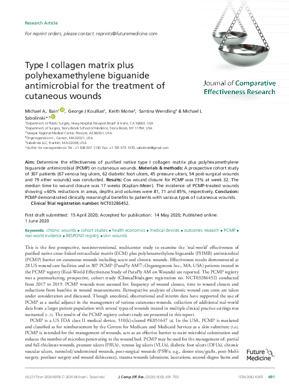 (PDF) Type I collagen matrix plus polyhexamethylene biguanide ...