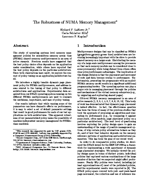 Pdf The Robustness Of Numa Memory Management Carla Ellis