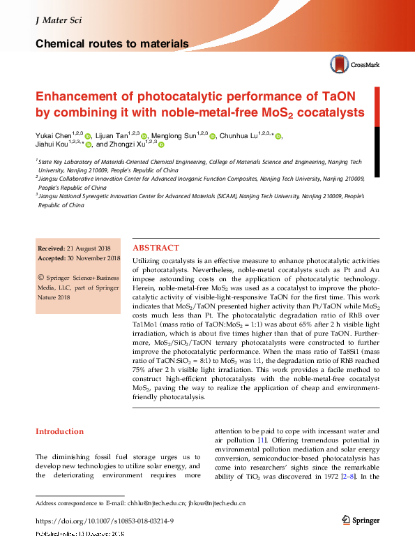 (PDF) Enhancement of the photo catalytic performance of TiO2 catalysts via transition metal ...