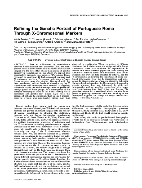 (PDF) Refining the genetic portrait of Portuguese Roma through X ...