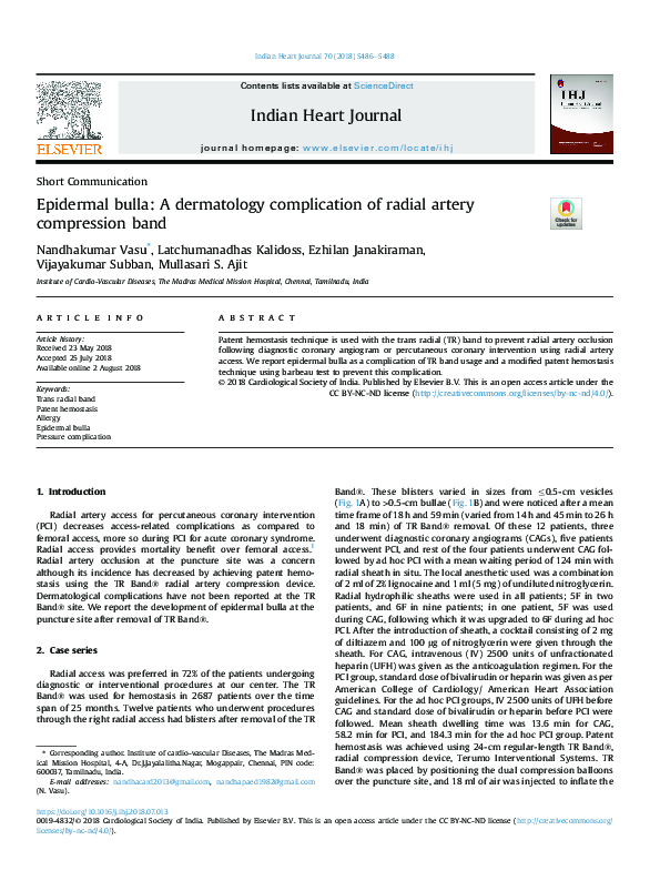 (PDF) Epidermal bulla: A dermatology complication of radial artery ...