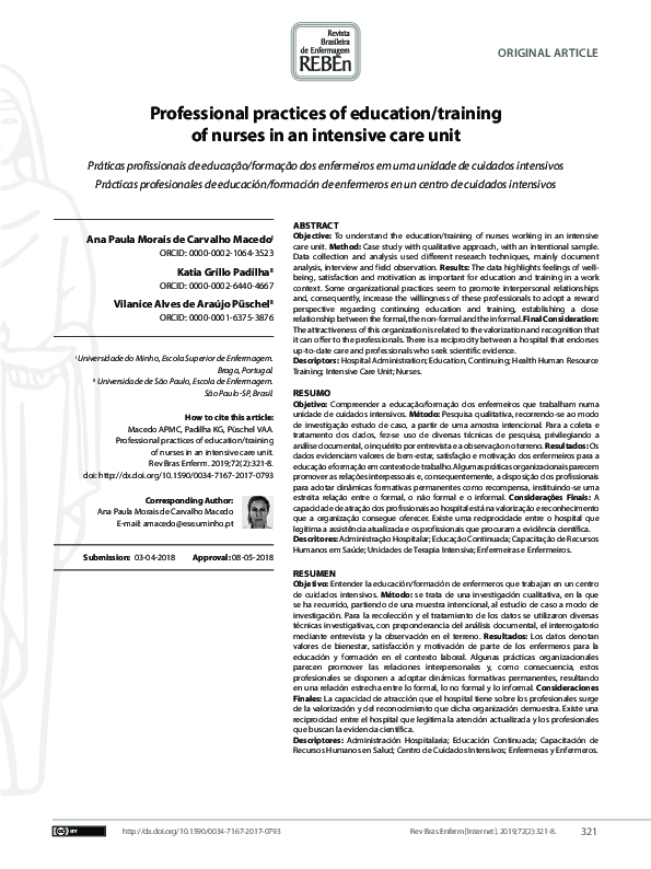 (PDF) Professional practices of education/training of nurses in an ...