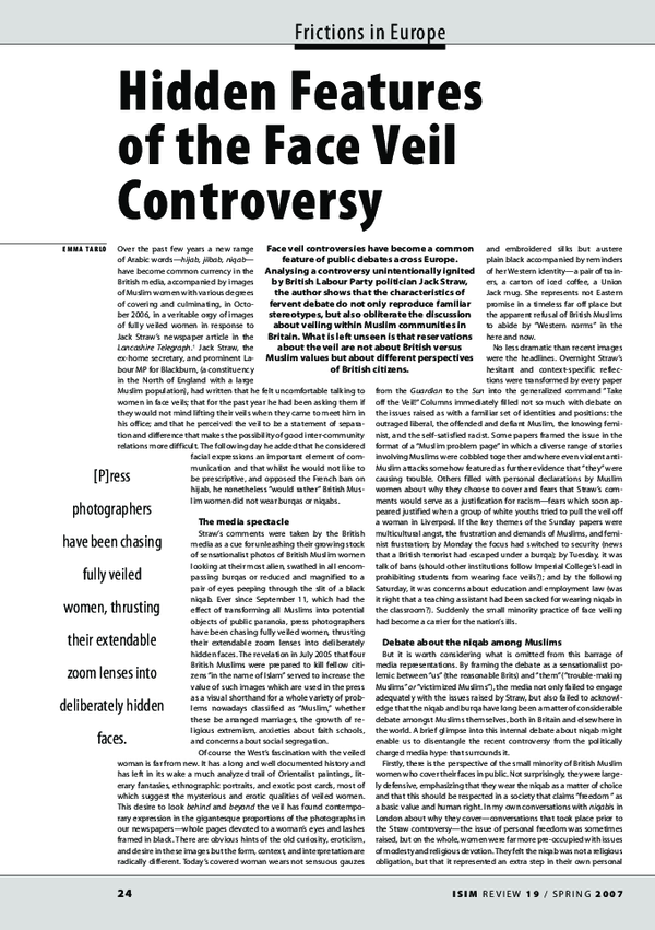 (PDF) Hidden Features of the Face Veil Controversy