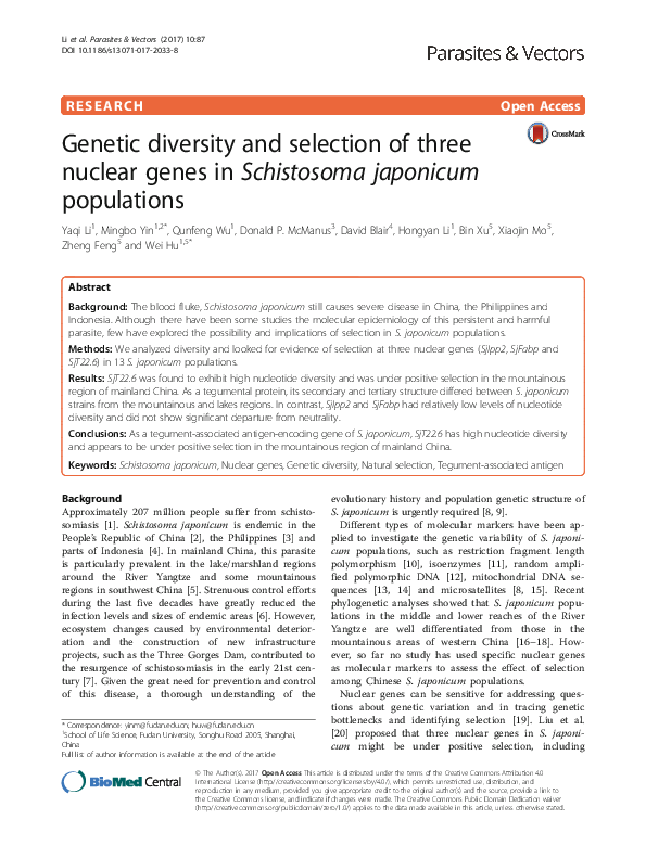 (PDF) Genetic diversity and selection of three nuclear genes in ...