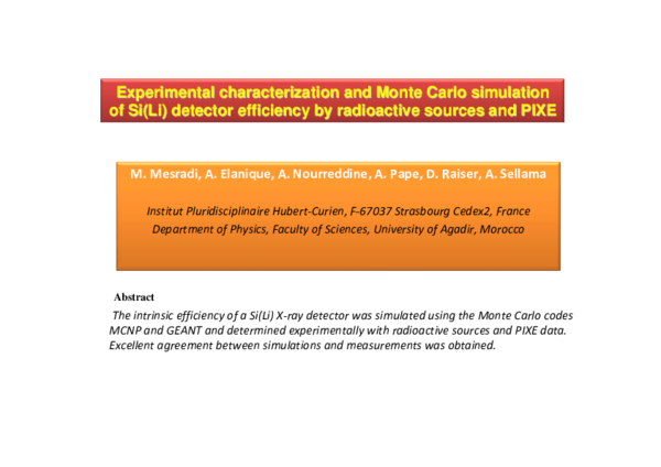 (PDF) Experimental characterization and Monte Carlo simulation of Si(Li) detector efficiency by ...