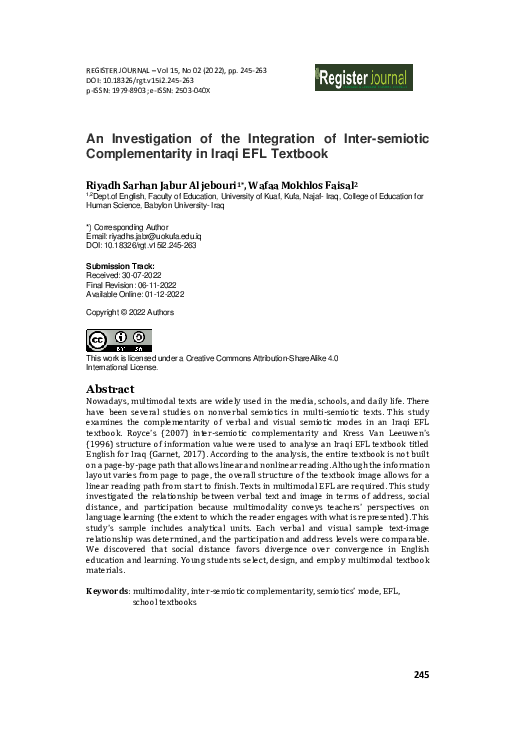 Pdf An Investigation Of The Integration Of Inter Semiotic